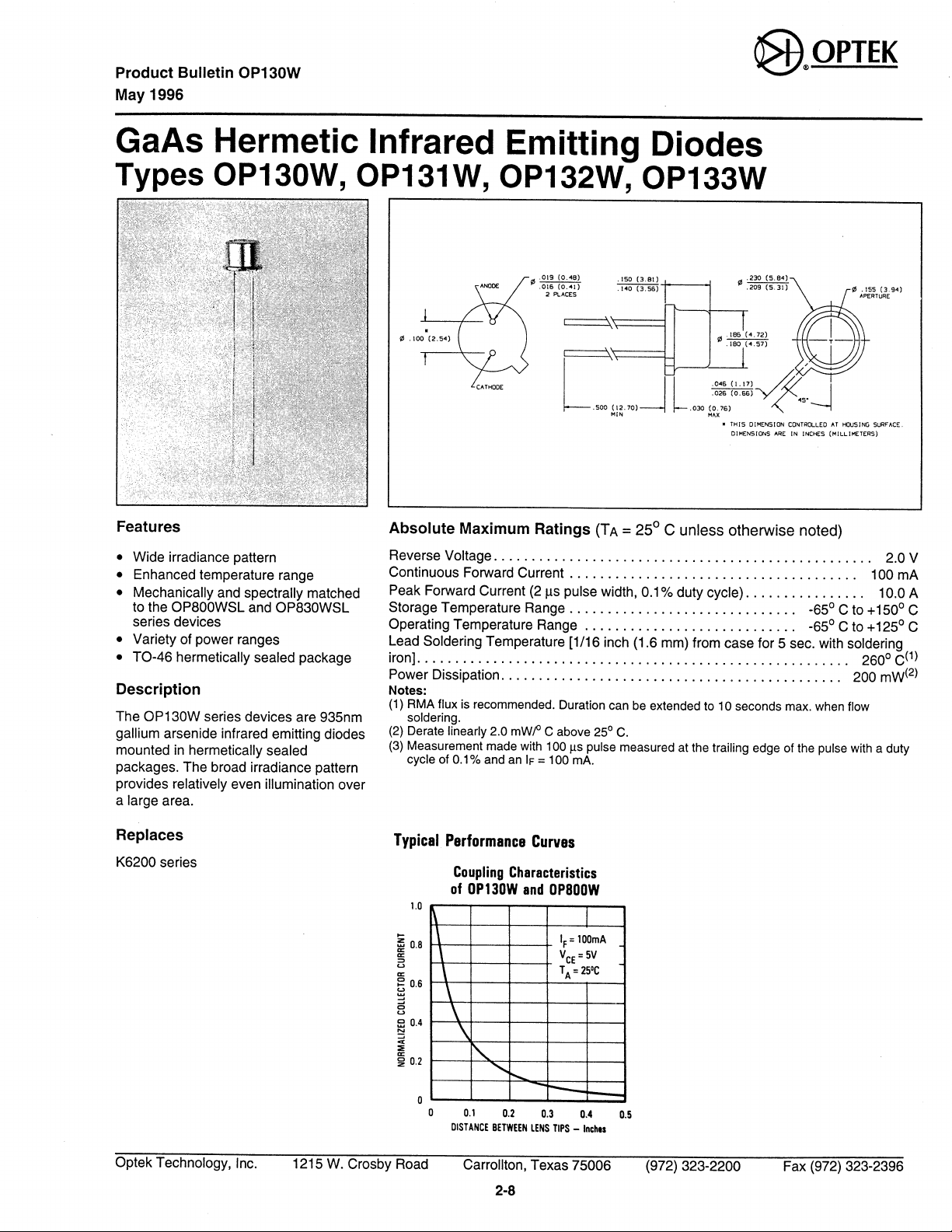 OP133W Application Note TT Electronics/Optek Technology | 1/1 Pages ...