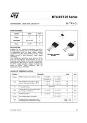 BTA06-400GPRG Datasheet PDF | ST Microelectronics - AiPCBA